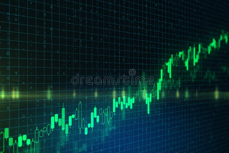 Trading Concept with Graphs Going Up at Abstract Binary Code Background ...
