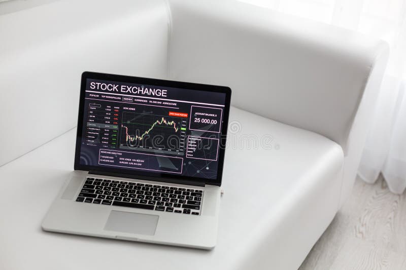 Trading Chart Displayed on the Screen of the Laptop. Stock Market ...