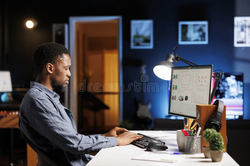 Trading Engineer Looking at E Commerce Progress Diagrams Stock Image ...