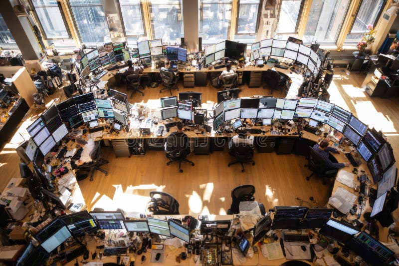 The Trading Floor is a Hive of Activity, with Traders Focused on Multiple Screens Stock ...