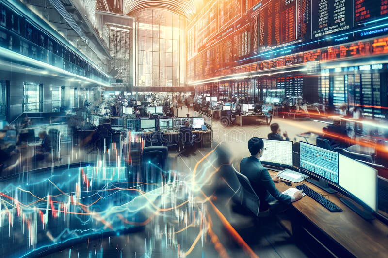 Trading Floor of the Stock Exchange on a Working Day Stock Illustration ...