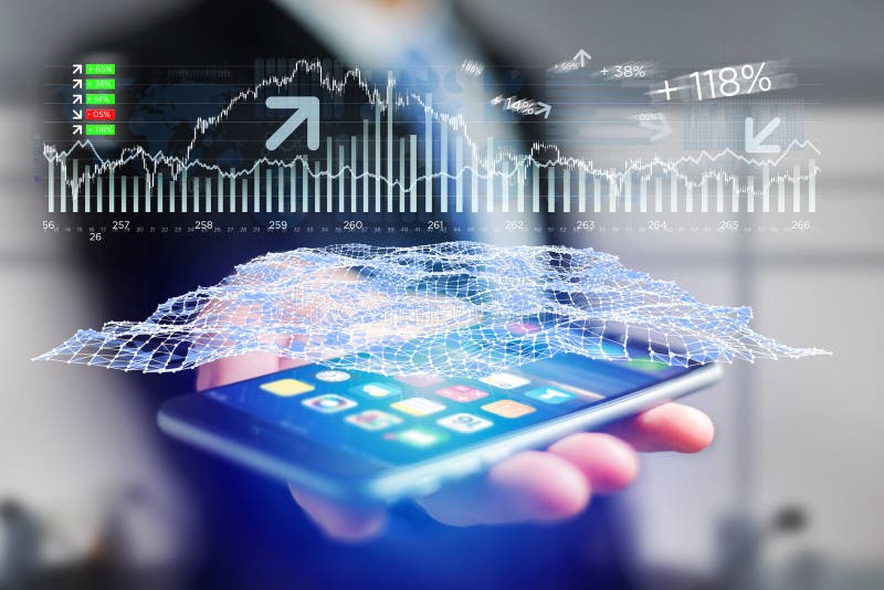 Trading Forex Data Interface on a Futuristic Smartphone Interface ...