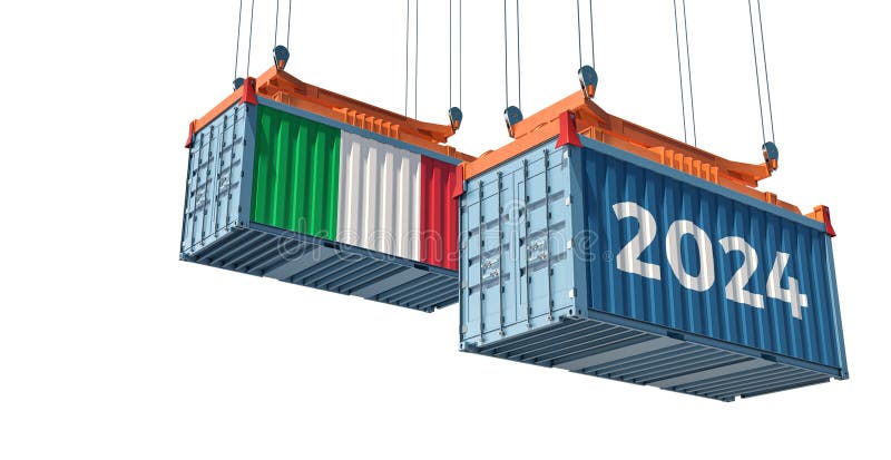 Trading 2024. Freight Container with Italy National Flag Stock ...