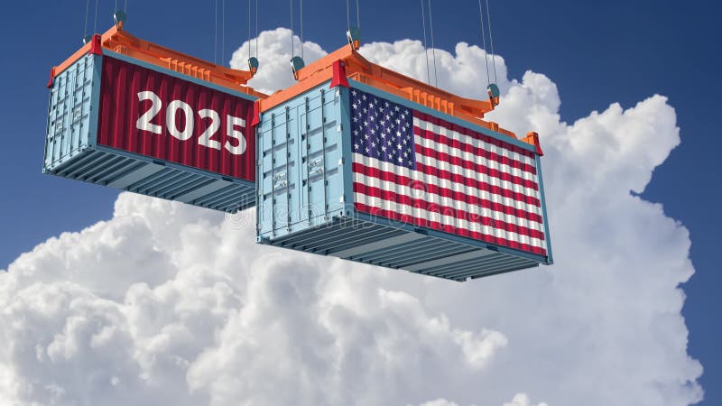 Trading 2025. Freight Container with USA National Flag Stock Footage ...