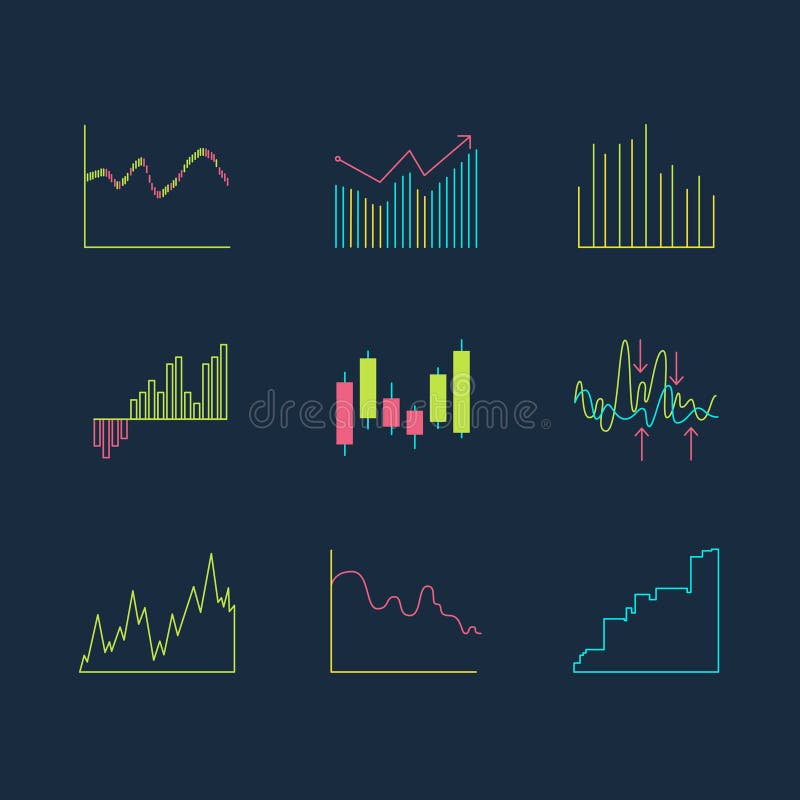 Trading graphics icon set. stock illustration. Illustration of graph ...