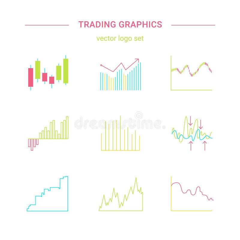 Trading graphics icon set. stock illustration. Illustration of ...
