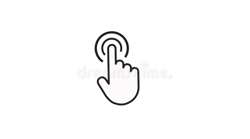 Hand Click Icon. Vector Isolated Black and White Stock Vector ...