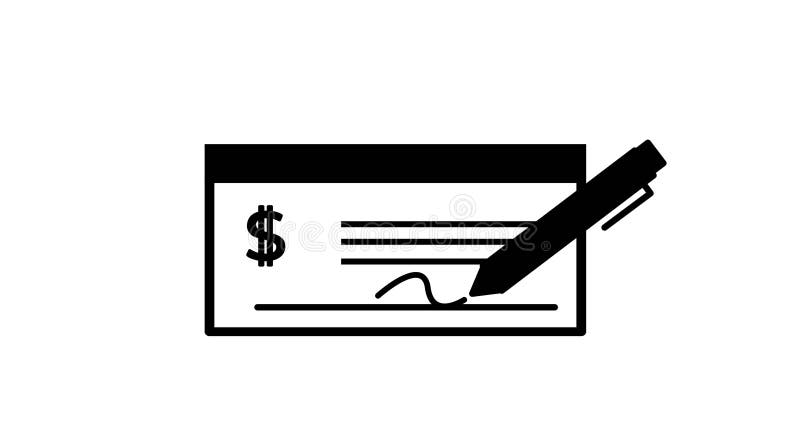 Money Check Icon. Vector Isolated Editable Illustration of a Check and ...