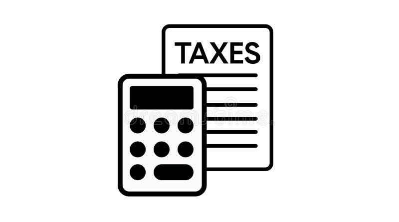 Taxes Icon. Vector Black and White Simple Isolated Taxes and Calculator ...