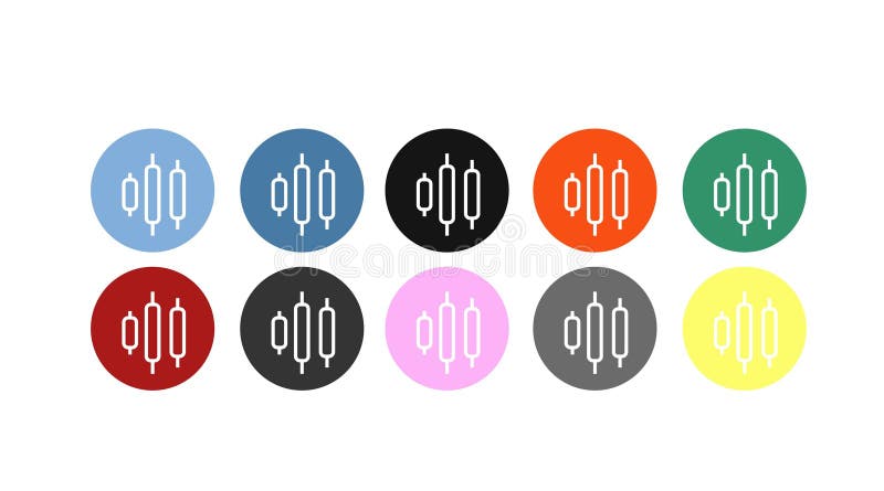 Vector Isolated Trading Icon Set or Illustration, with Candles Stock ...