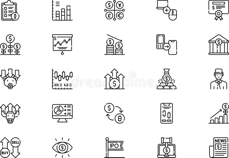 Trading Icons Collection is a Vector Illustration with Editable Stroke ...