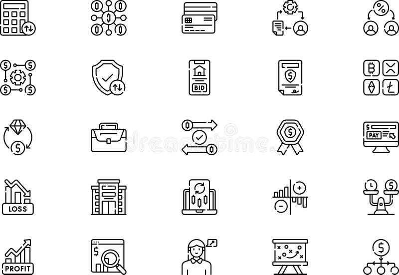 Trading Icons Collection is a Vector Illustration with Editable Stroke ...