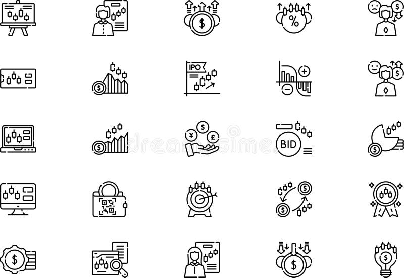 Trading Icons Collection is a Vector Illustration with Editable Stroke ...