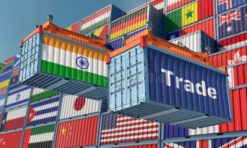 Trading India. Container with India Flag on a Container Terminal Stock ...