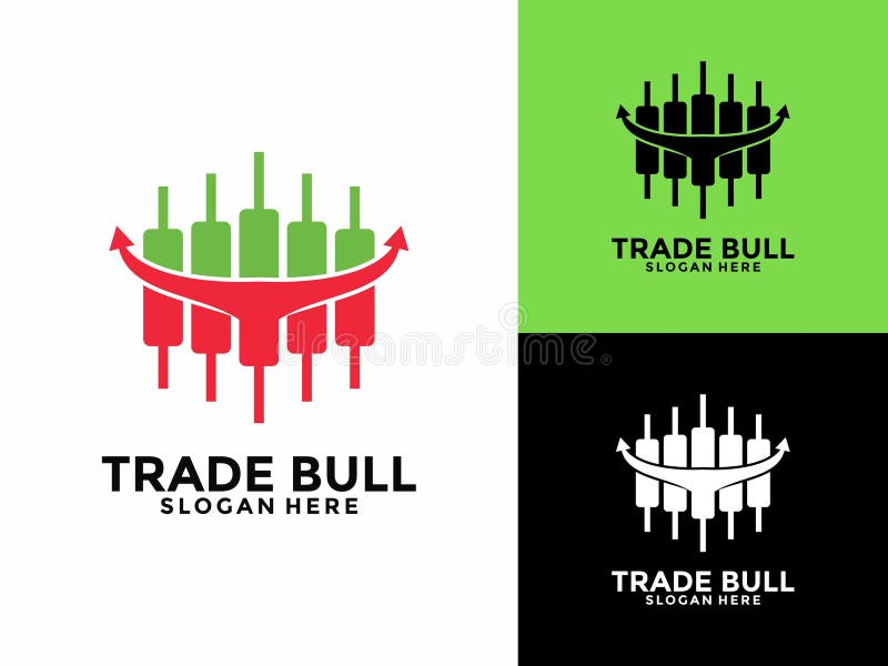 Trading Logo Design Vector, Candle and Bull Horn Trading Logo Design ...