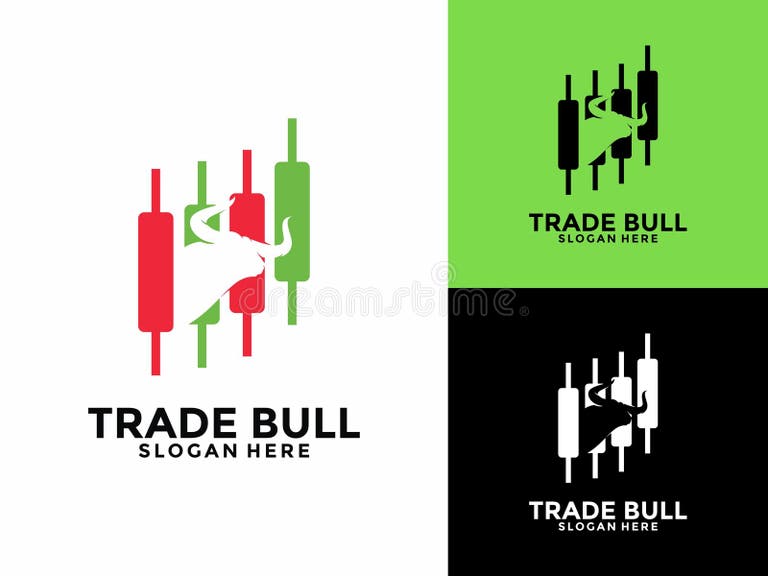 Trading Logo Design Vector, Candle and Bull Trading Logo Design Vector ...