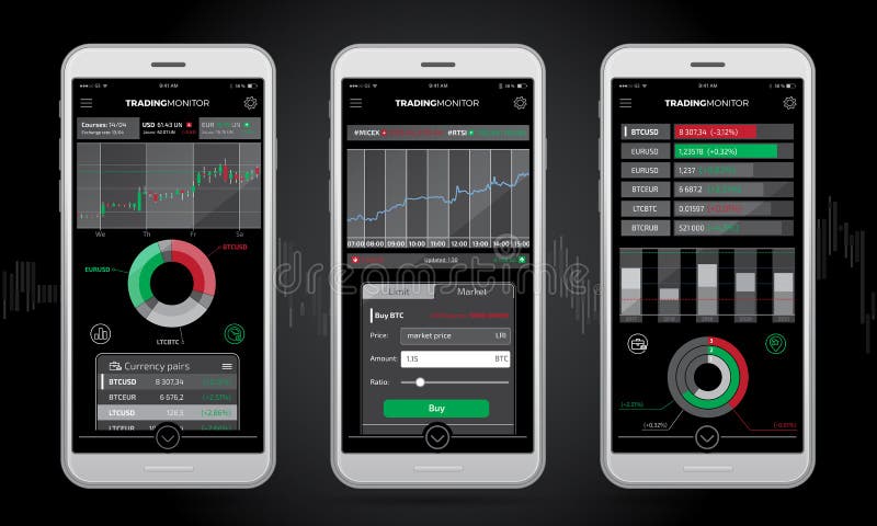 Trading Platform Interface with Infographic Elements Stock Vector ...