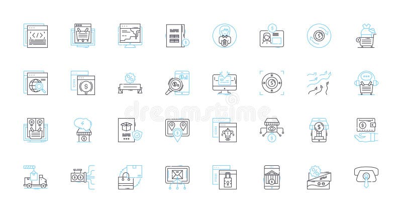 Trading Platform Linear Icons Set. Interface, Functionality, User ...