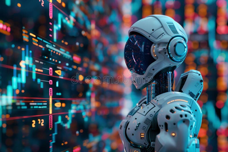 A Trading Robot Analyzing the Trading Charts, Symbolizing the Graph ...