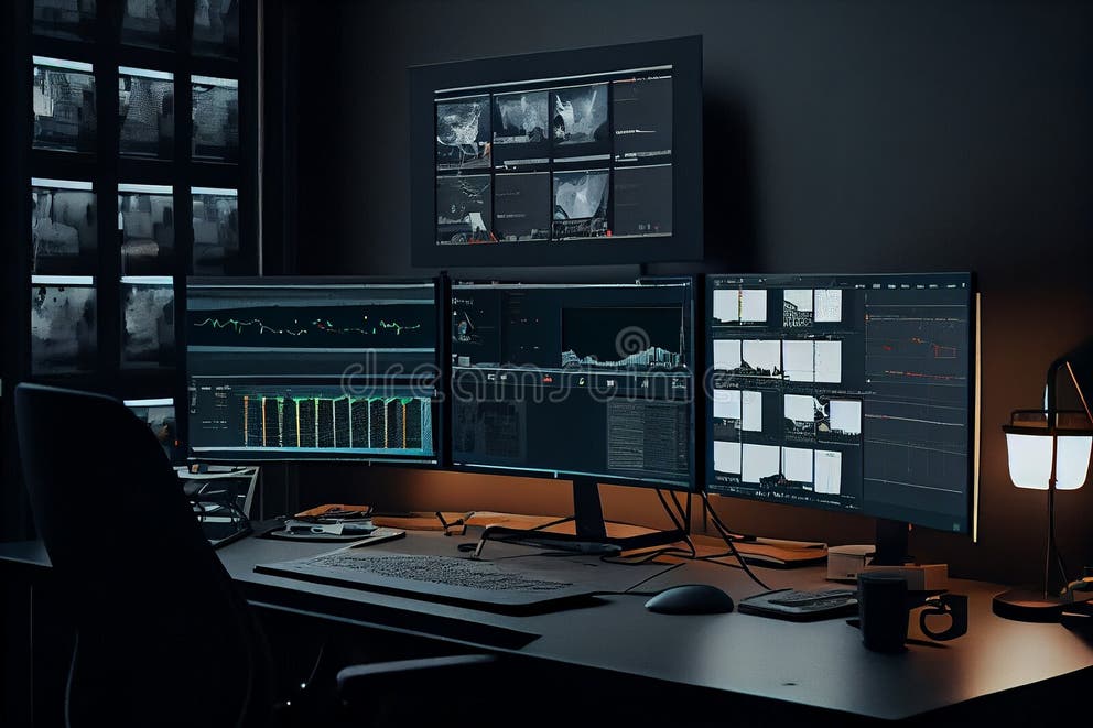 Trading Setup with Charts on Screens.generative Ai Stock Illustration ...