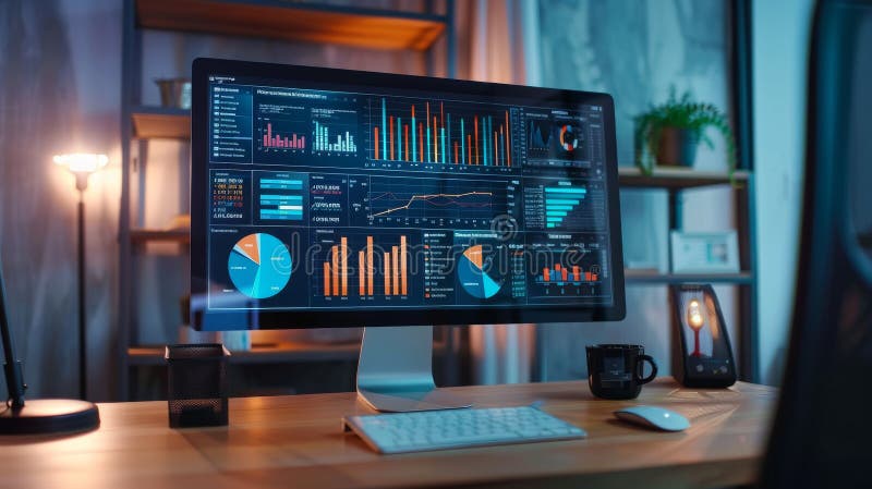 Trading Station Showcasing Multiple Monitors with Financial Graphs ...