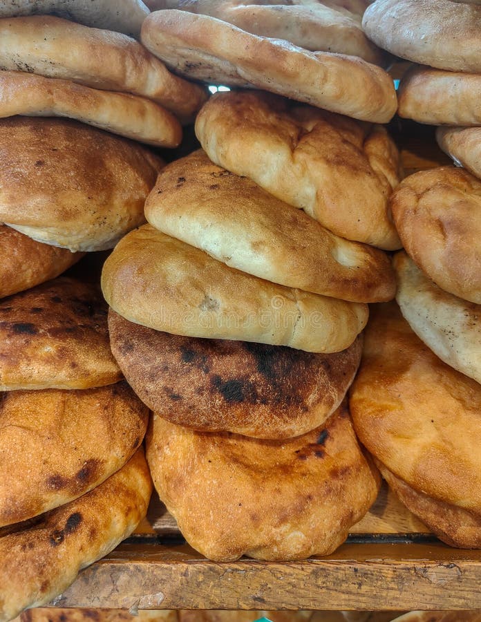 Tradition Arabic Bread - Pita, Sold at the Bakery Store Stock Image ...
