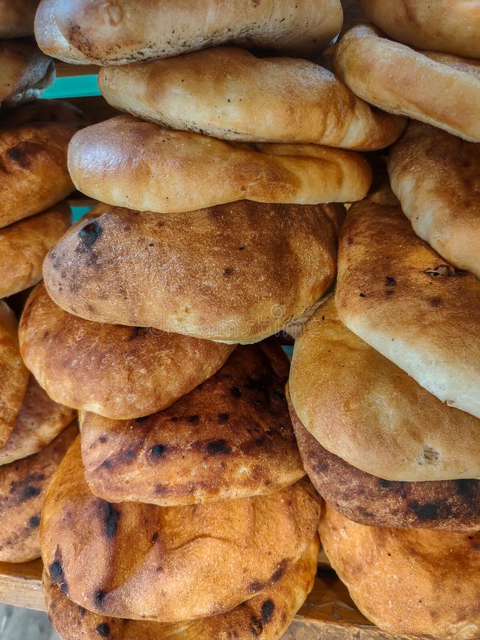 Tradition Arabic Bread - Pita, Sold at the Bakery Store Stock Photo ...