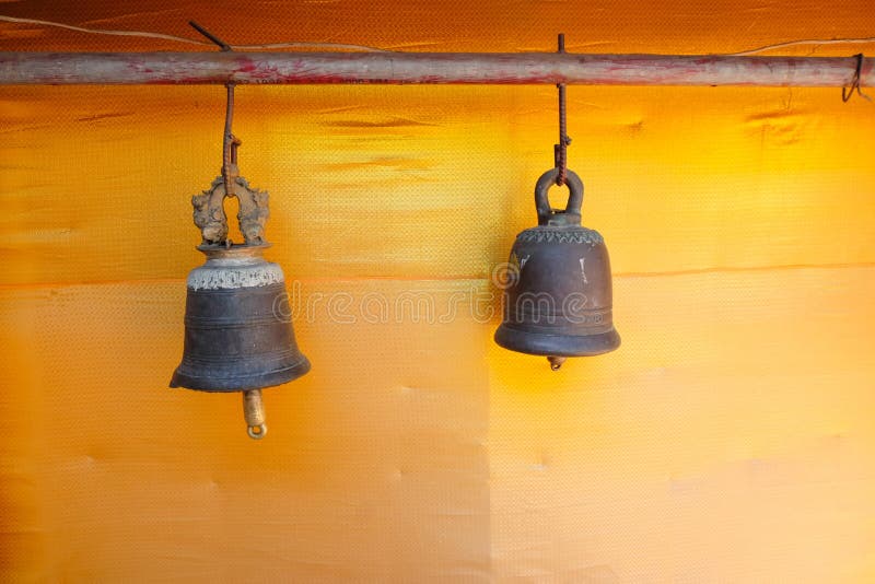 Tradition Asian Bells in Buddhism Temple Stock Photo - Image of thai ...