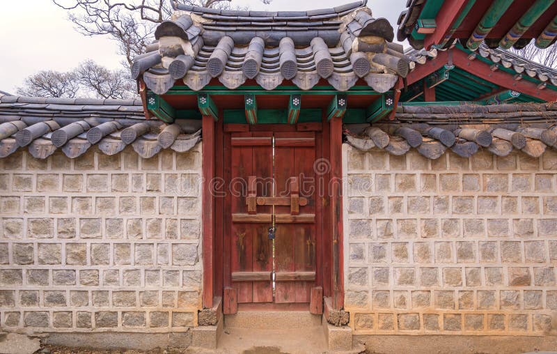 Tradition Gate Korean Style in South Korea Stock Image - Image of ...