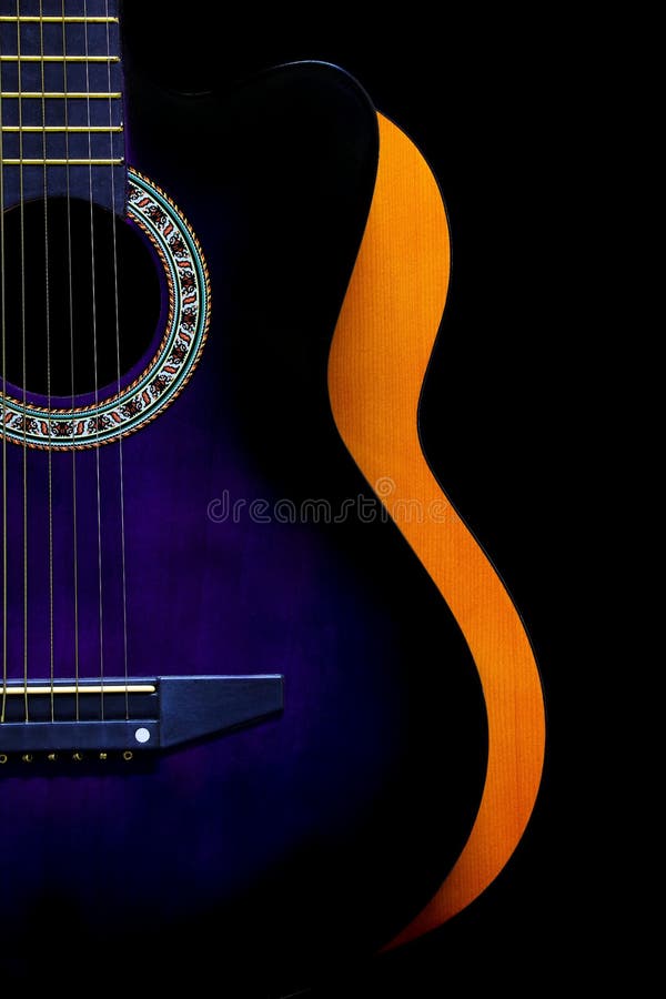 Acoustic Guitars Against Black Background Stock Photo - Image of sound ...