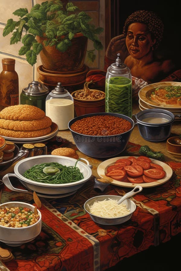 Traditional African-american Foods on a Table Stock Illustration ...