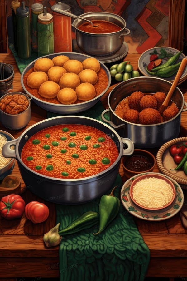 Traditional African American Foods on a Table Stock Illustration ...