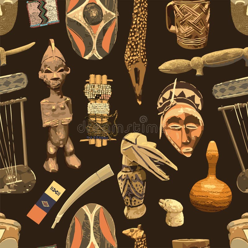 Repeated Seamless Pattern of Traditional African Culture Attributes ...