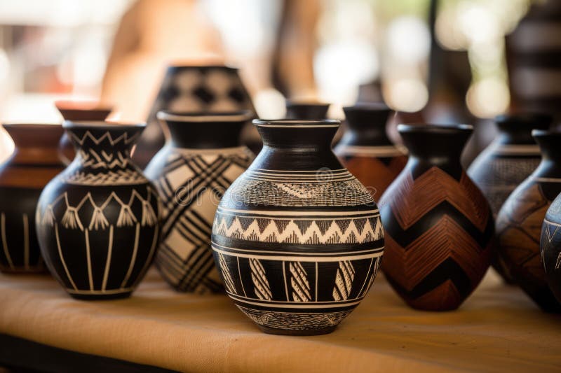 Traditional African Etching Designs on Pottery Stock Photo - Image of ...