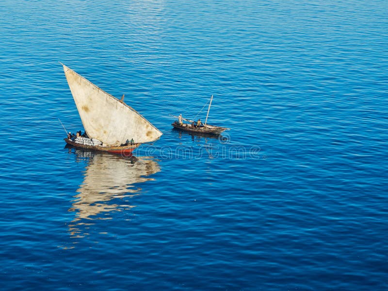 Traditional African Sailing Boat in Open Sea during the Day. Stock ...