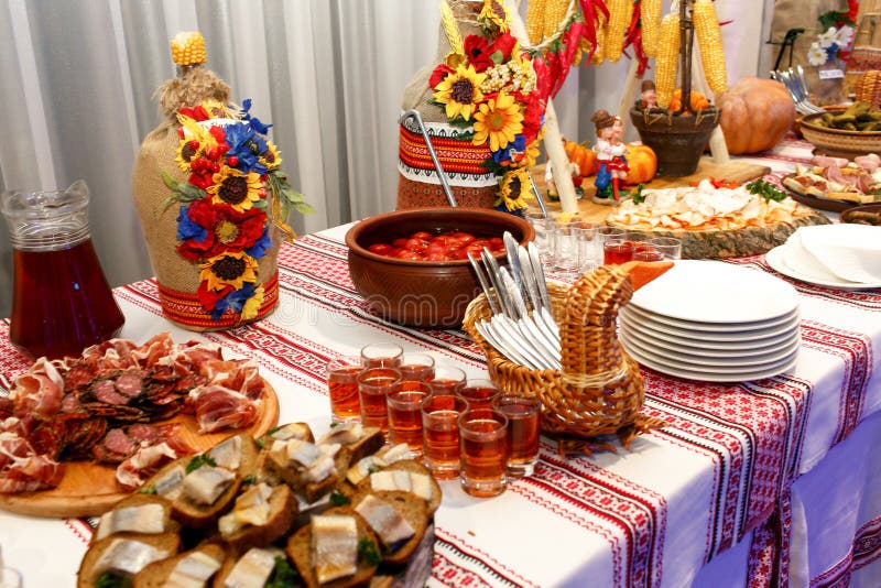 Traditional Alcohol on Wedding Table Stock Photo - Image of corn ...