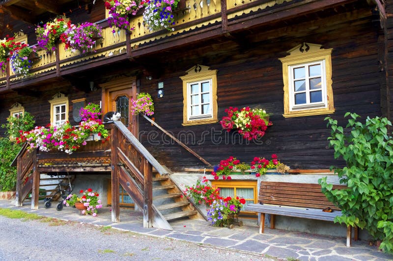 Traditional alpine house stock photo. Image of house - 65878104