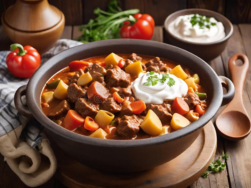 Traditional American Beef Stew with Potatoes in a Ceramic Bowl Stock ...