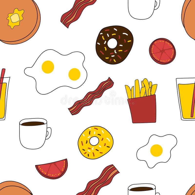 Traditional American Breakfast Seamless Pattern. Stock Vector ...