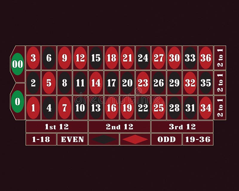 Traditional American Roulette Table Raster Illustration Stock ...