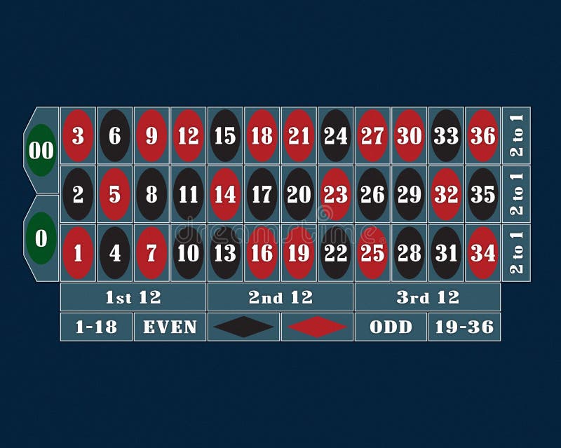 Traditional American Roulette Table Raster Illustration Stock ...