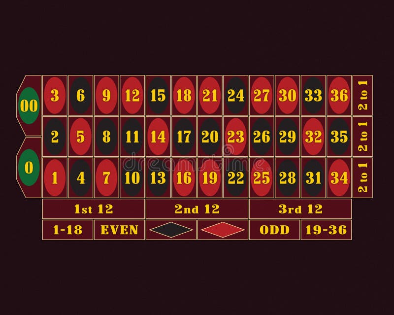 Traditional American Roulette Table Raster Illustration Stock ...