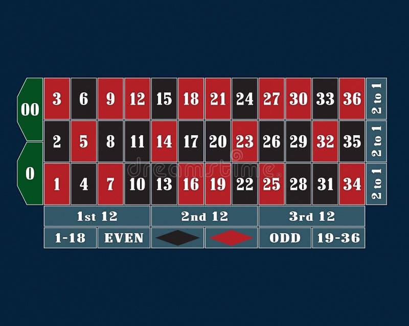 Traditional American Roulette Table Raster Illustration Stock ...