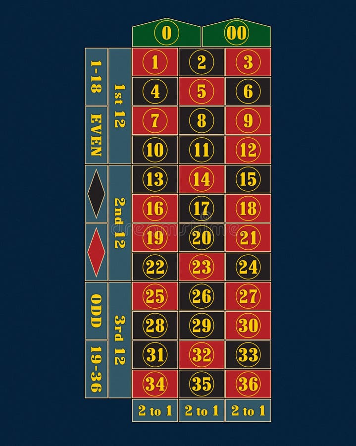 Traditional American Roulette Table Raster Illustration Stock ...