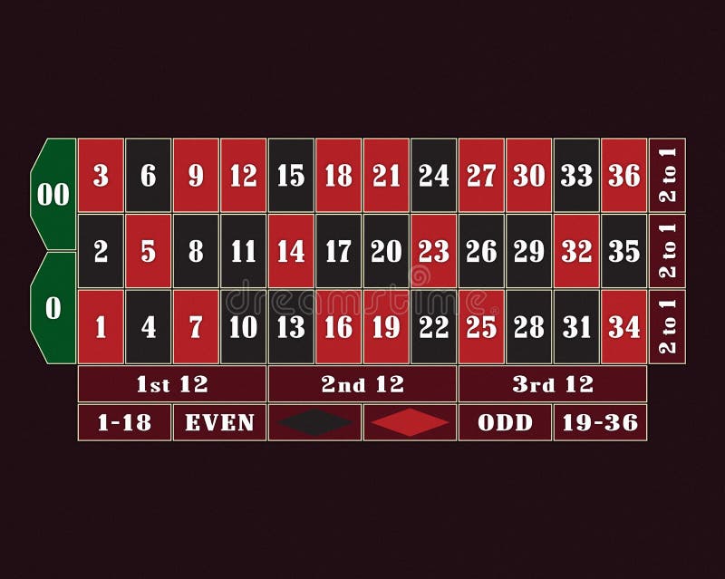 Traditional American Roulette Table Raster Illustration Stock ...