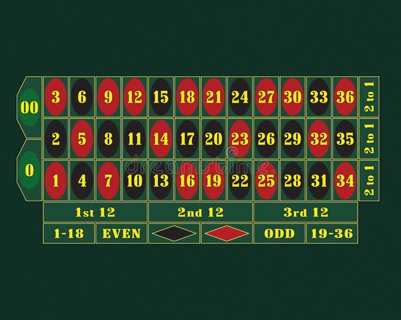 Traditional American Roulette Table Raster Illustration Stock ...
