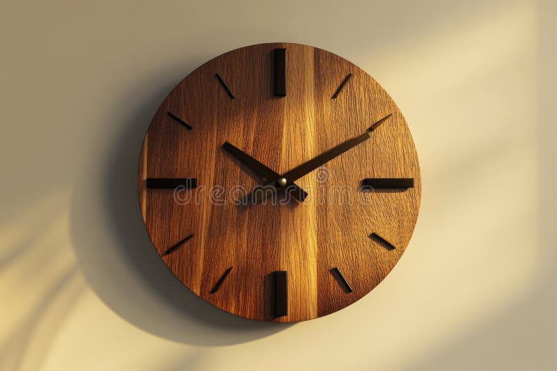 A Traditional Analog Clock on a Wall with a Long Shadow Falling from it ...
