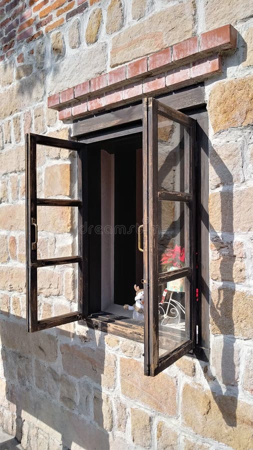 Traditional Ancient Gothic Style Window. Old Vintage Window on Stone ...