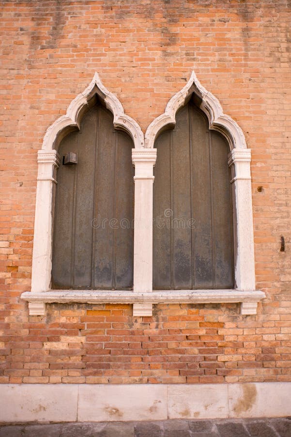 Traditional Ancient Gothic Style Window in Venice. Stock Image - Image ...