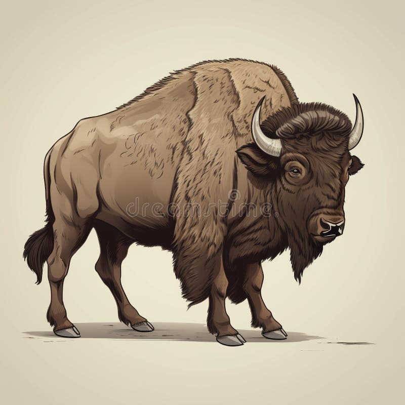 Traditional Animation Bison. Generative AI Stock Illustration ...